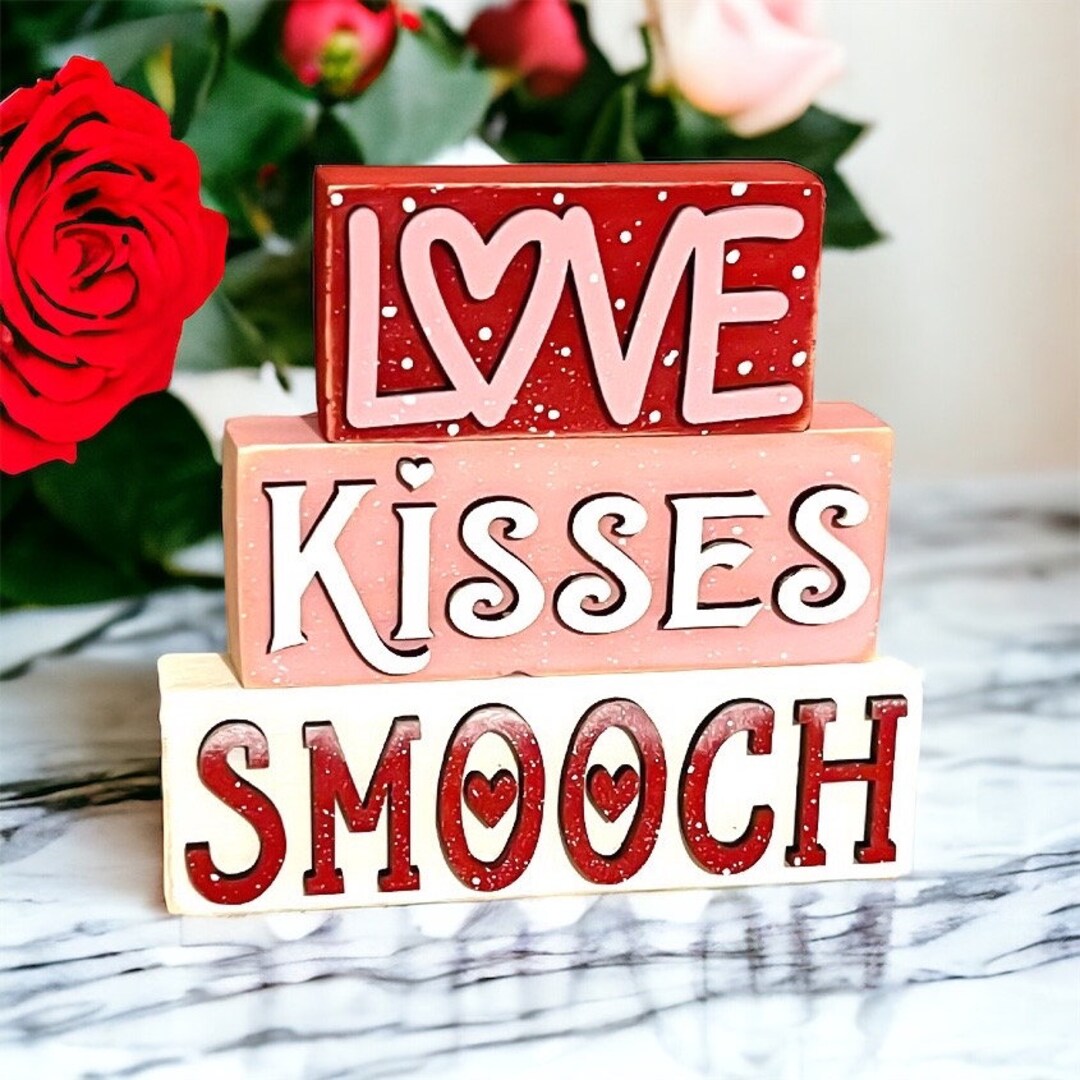 Valentine Wood Blocks, Stackable Decor, Valentine Decorations ...