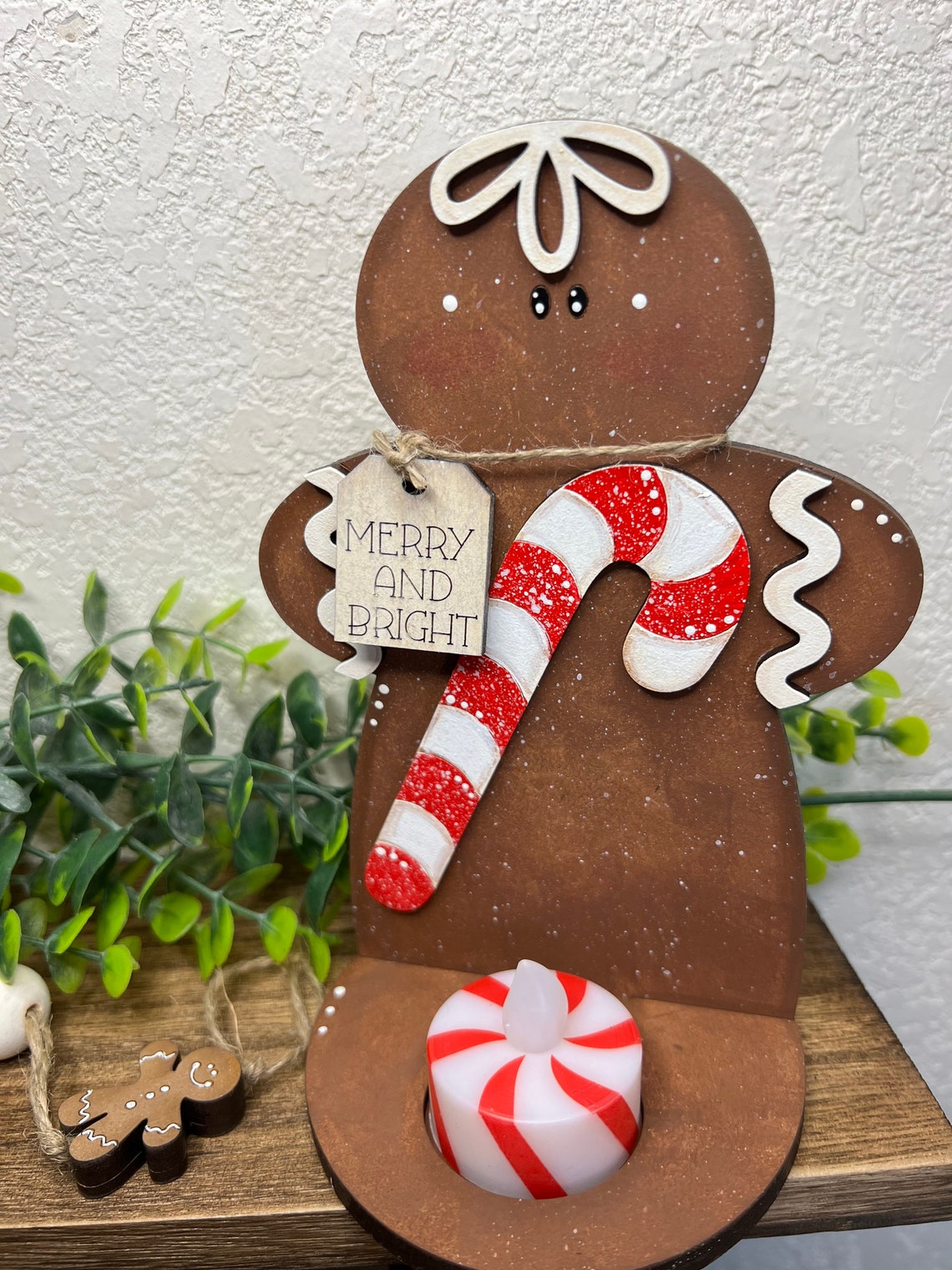 Wooden Gingerbread Tealight Holders, Handmade Christmas Decor ...