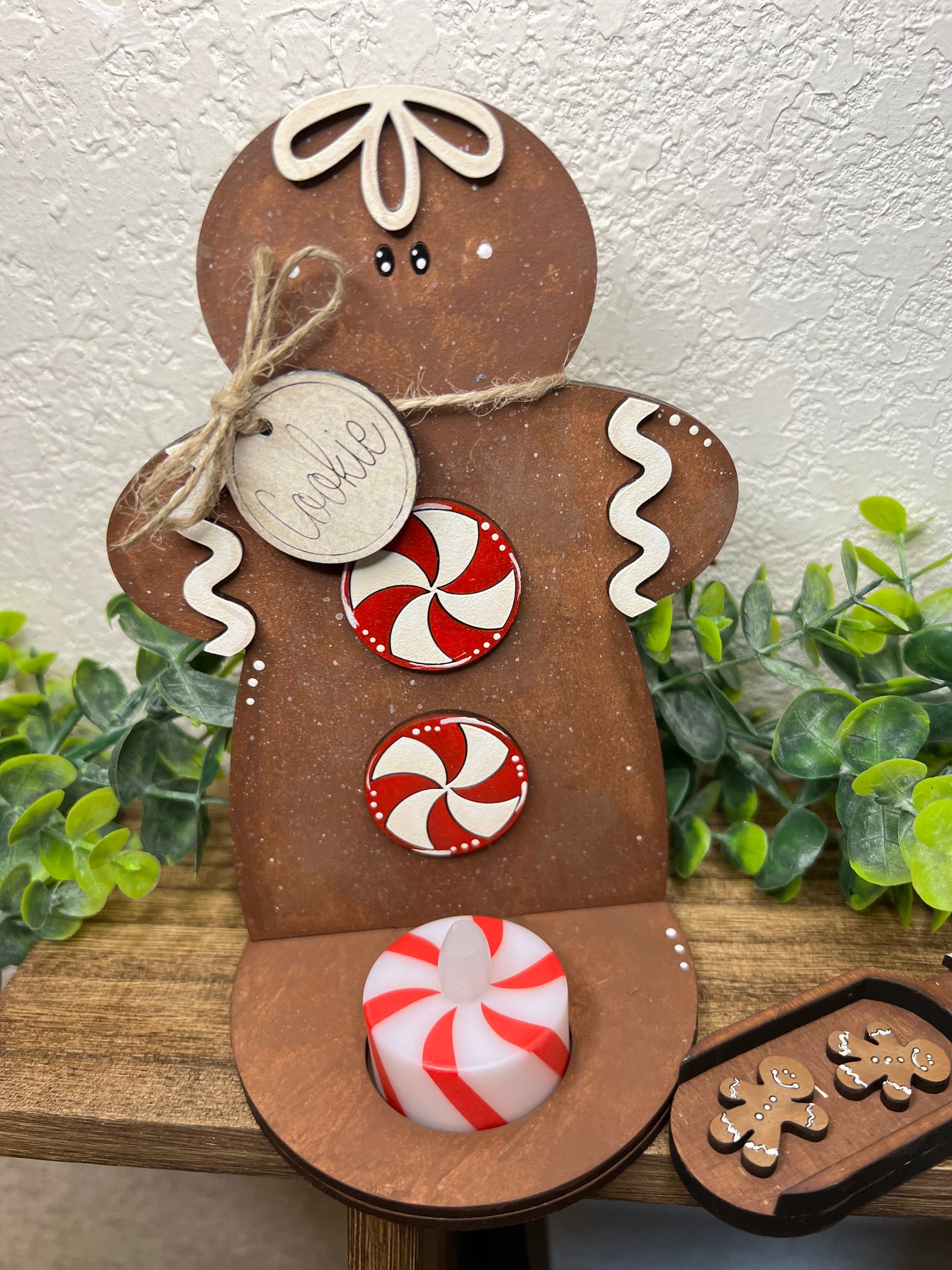 Wooden Gingerbread Tealight Holders, Handmade Christmas Decor ...