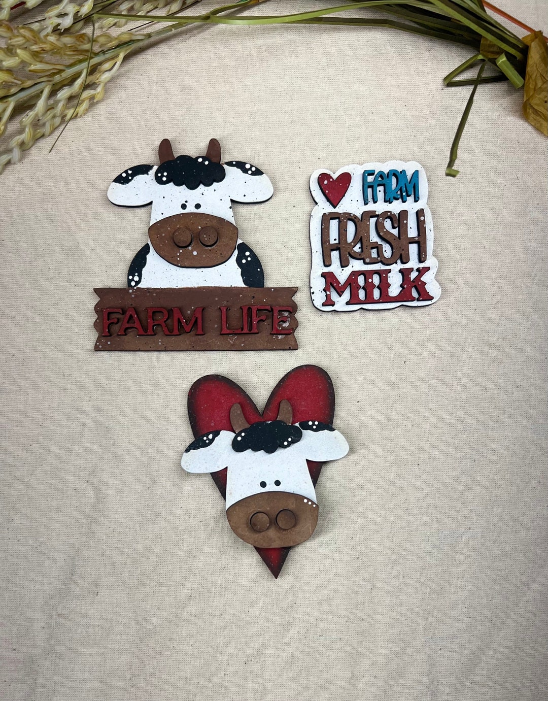 Cow Fridge Magnets, Hand-painted Wooden Cow Magnet, Farmhouse Decor - Etsy