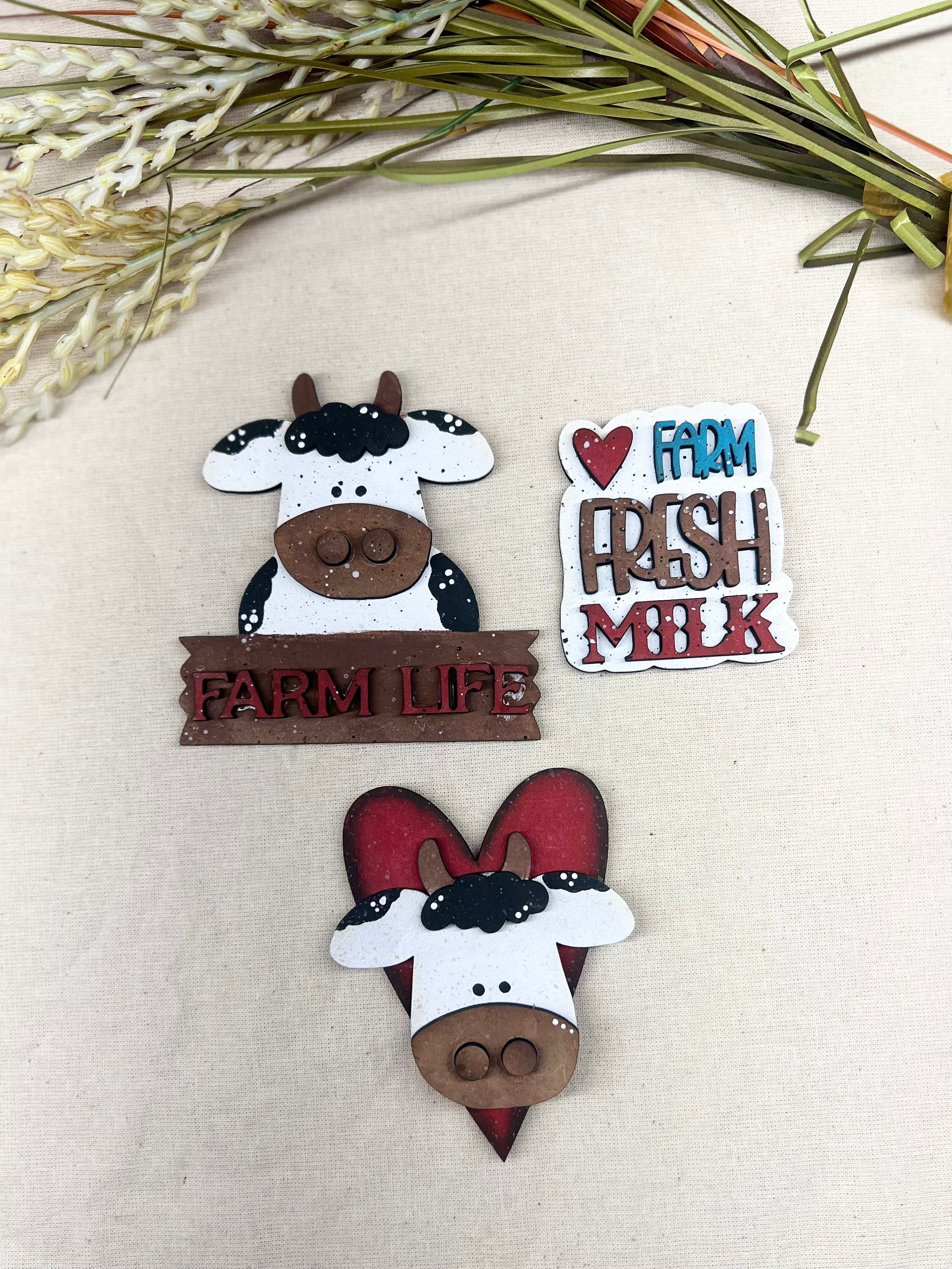 Cow Fridge Magnets, Hand-painted Wooden Cow Magnet, Farmhouse Decor - Etsy