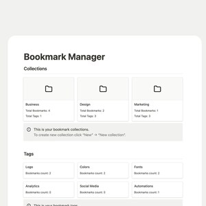 Notion Bookmark Manager Notion Template Notion Dashboard - Etsy