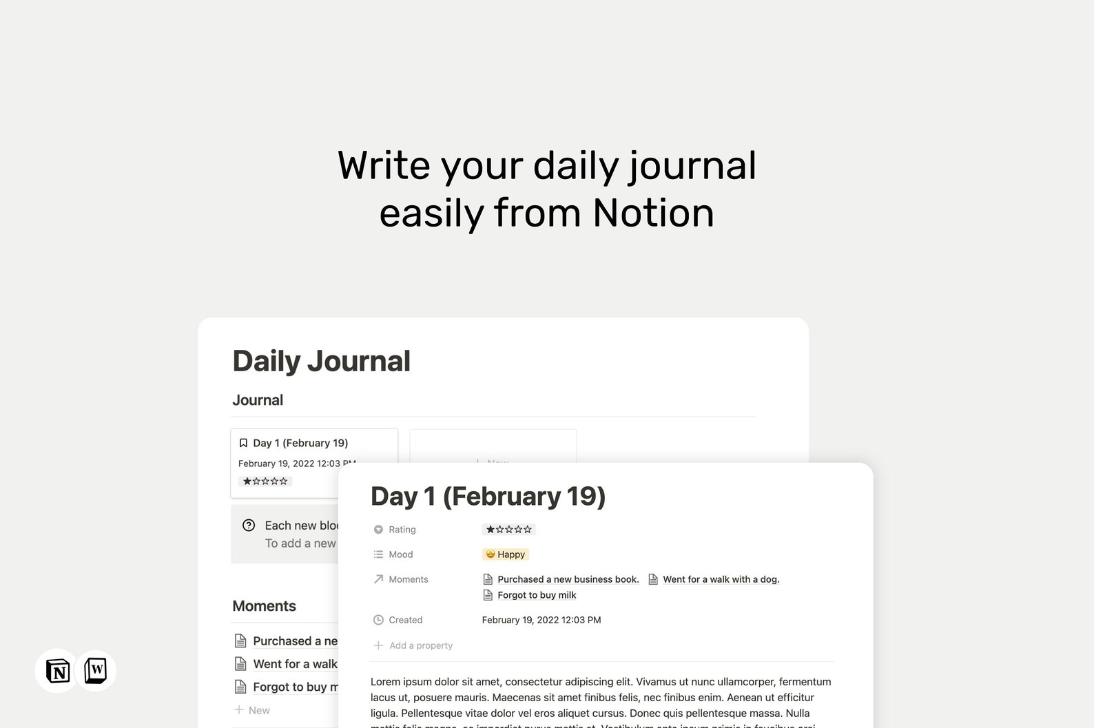 Notion Daily Journal | Notion Template, Notion Dashboard, Notion ...