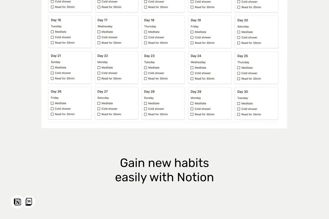 Notion Habit Tracker (30 Day Challenge) | Notion Template, Notion ...