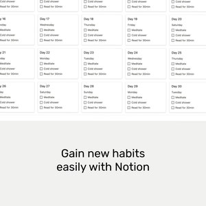 Notion Habit Tracker (30 Day Challenge) | Notion Template, Notion ...