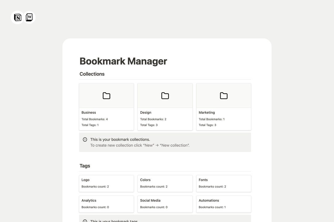 Notion Bookmark Manager Notion Template Notion Dashboard - Etsy