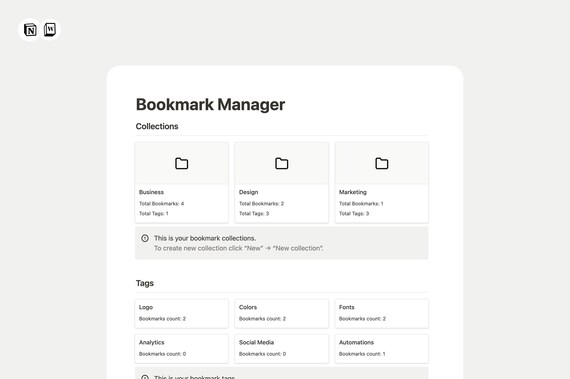 Notion Bookmark Manager Notion Template Notion Dashboard - Etsy