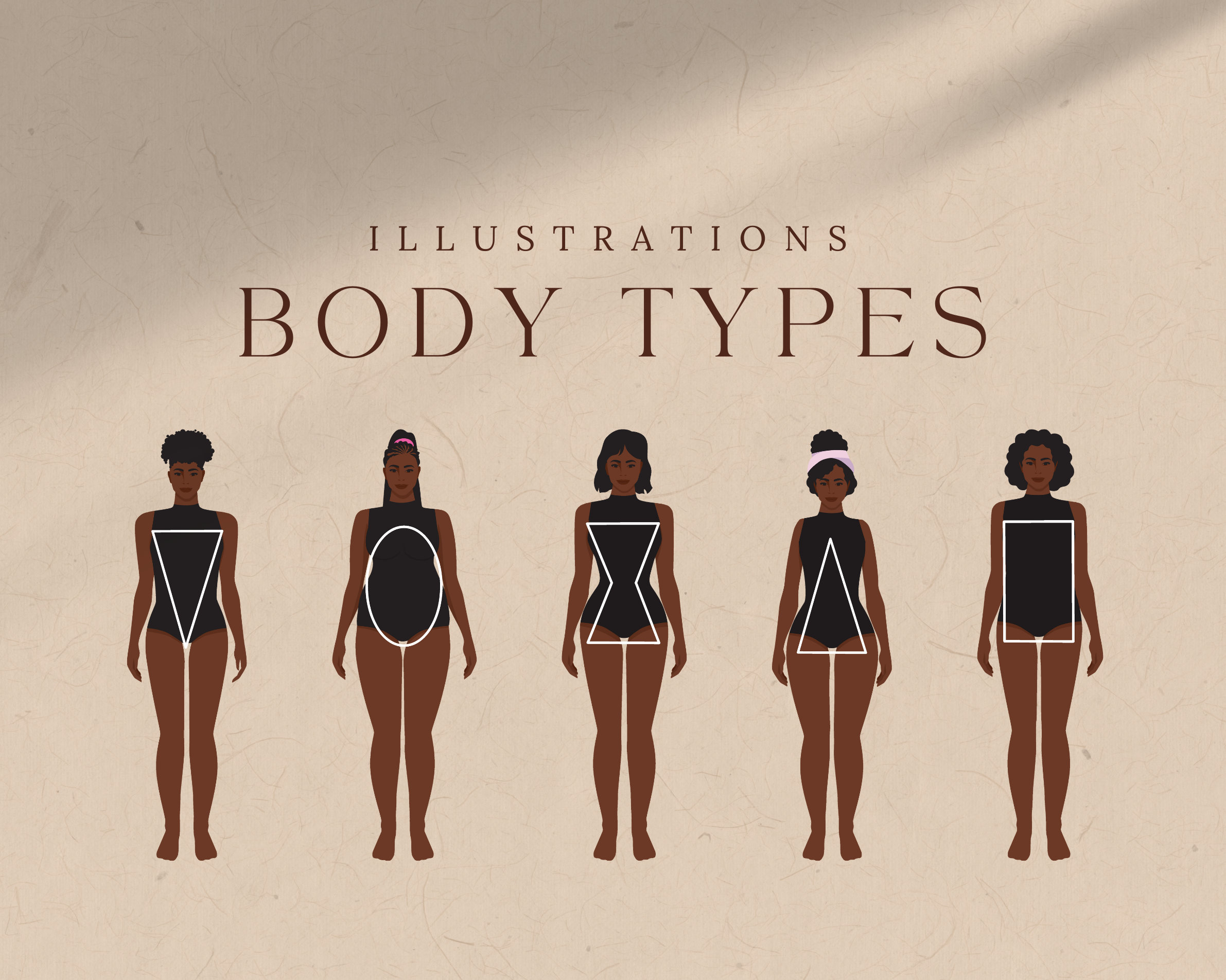 5 Digital Body Type Template Body Shape Illustrations Body Measurement Template Dress For Your