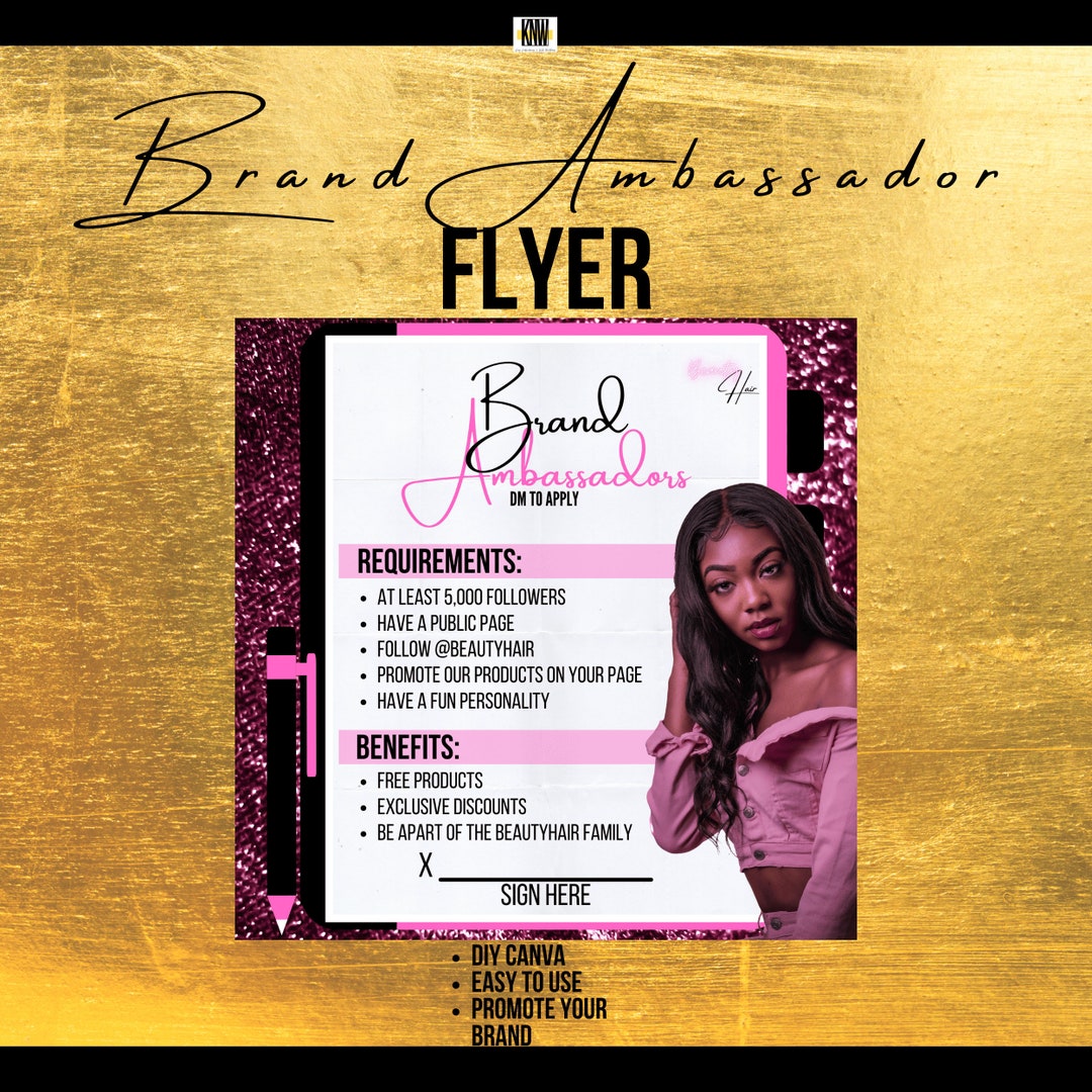 DIY CANVA TEMPLATE, Brand Ambassador Flyer, Brand Ambassador Template ...