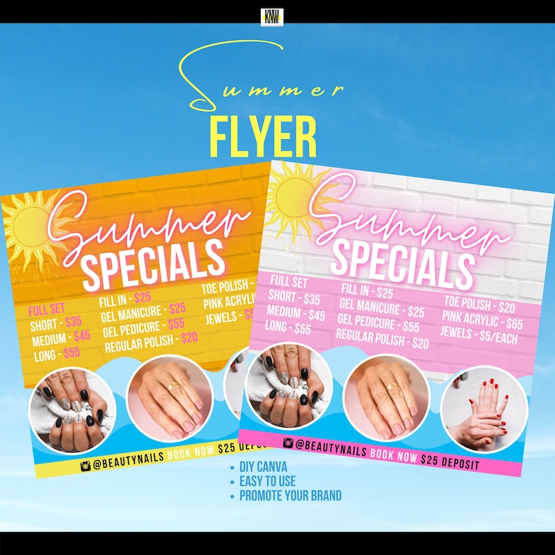Nail Flyer, Nail Flyer Template, DIY CANVA FLYER, Canva Template ...