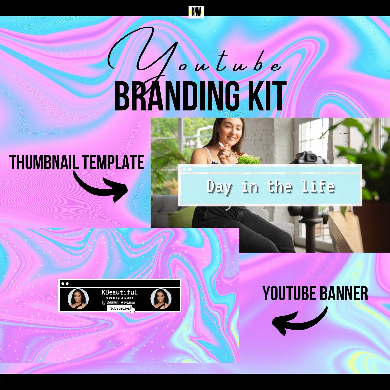 Youtube Channel Kit | Editable Canva Template | Youtube Banner, End ...