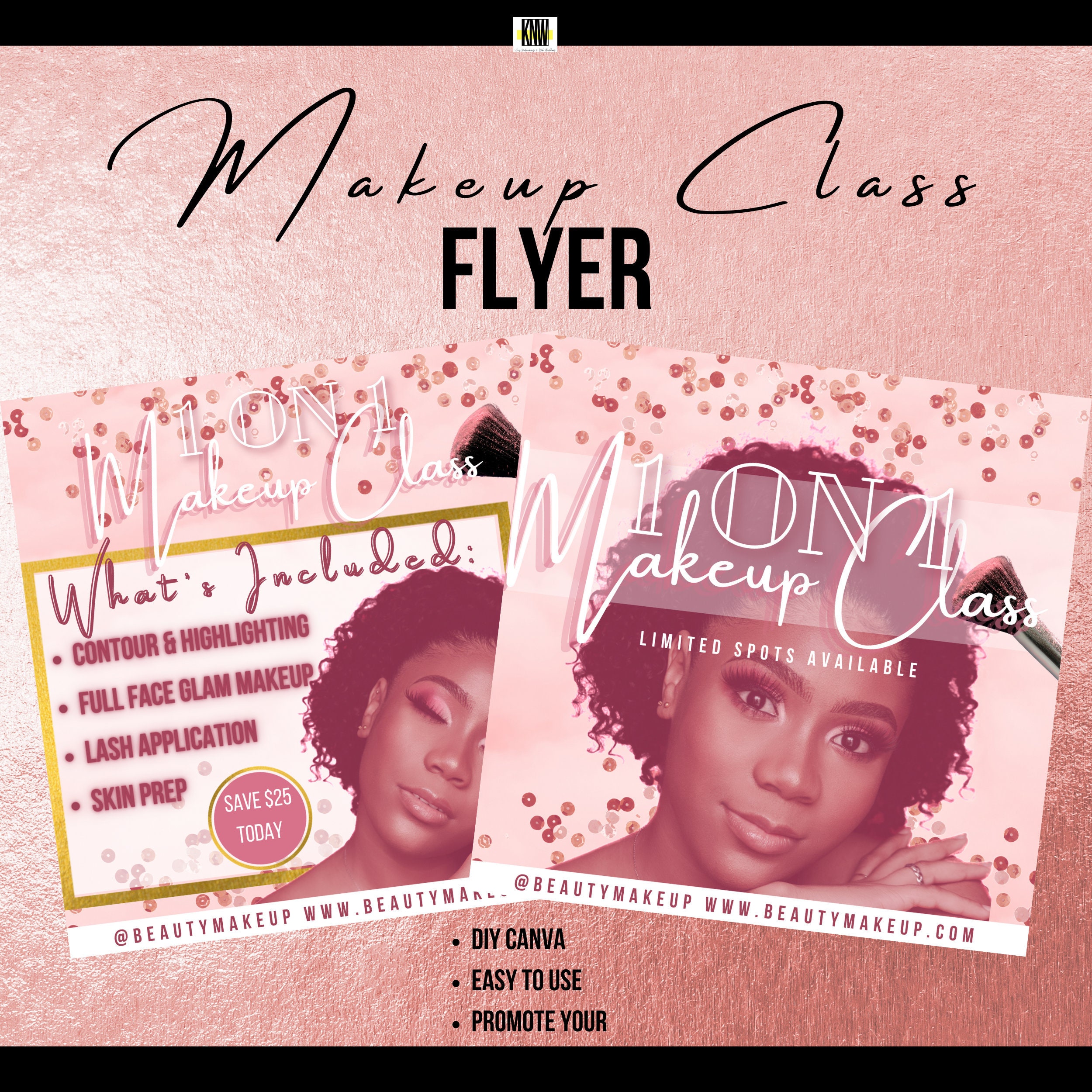 Makeup Class Flyer, DIY CANVA TEMPALTE, Canva Flyer, Canva Template ...