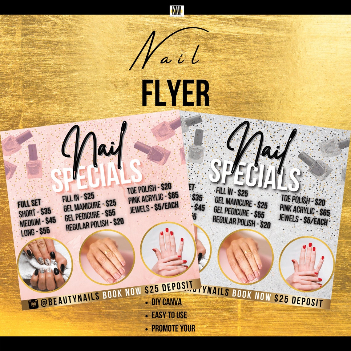 Nail Flyer, Nail Flyer Template, DIY CANVA FLYER, Canva Template ...