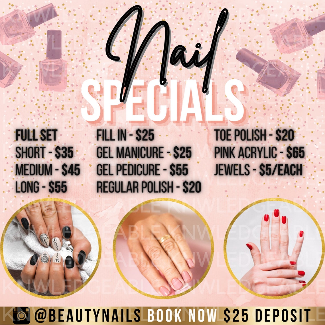 Nail Flyer, Nail Flyer Template, DIY CANVA FLYER, Canva Template ...