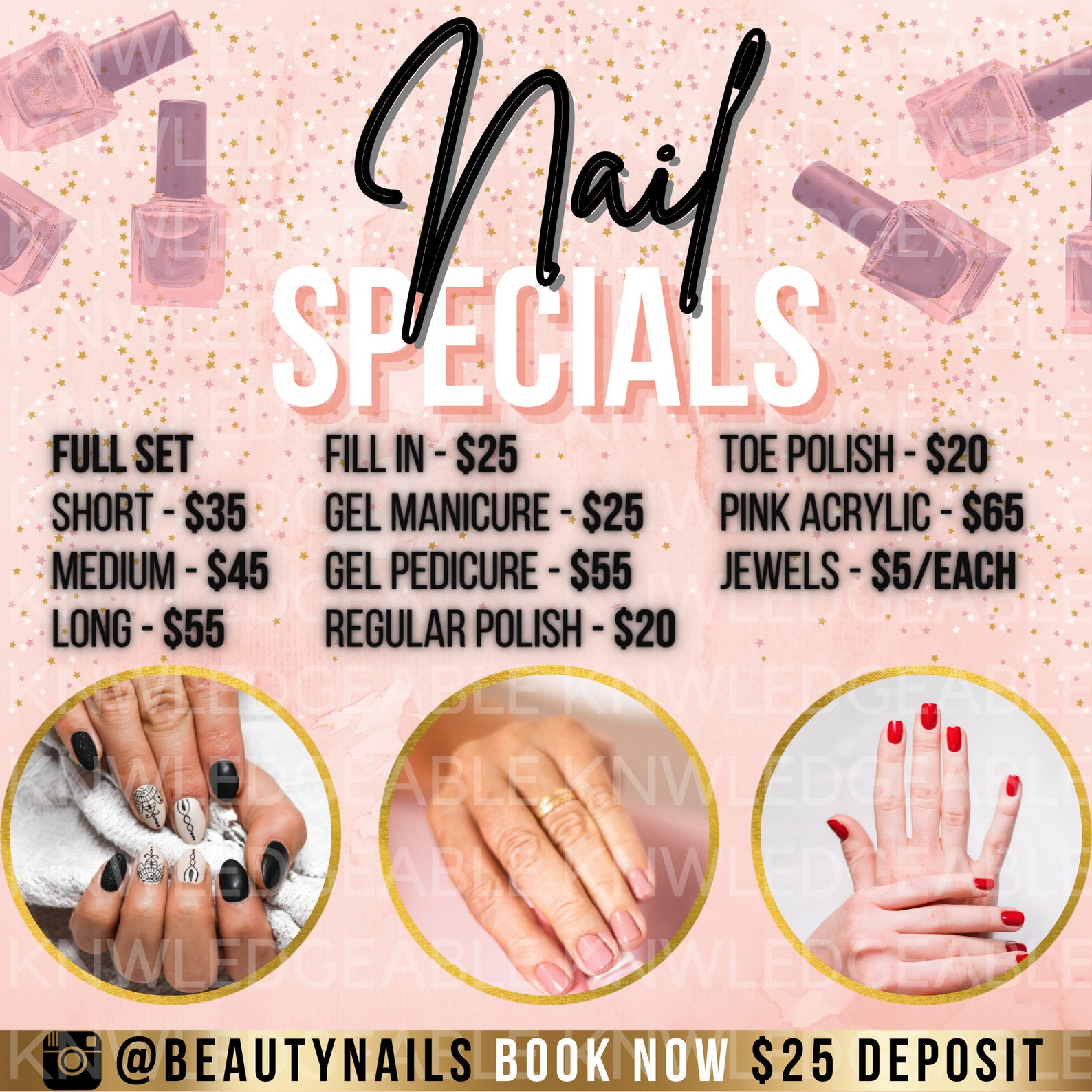 Nail Flyer, Nail Flyer Template, DIY CANVA FLYER, Canva Template ...