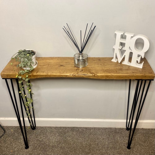 Rustic Console Table With Black Hairpin Legs Side Table Solid - Etsy
