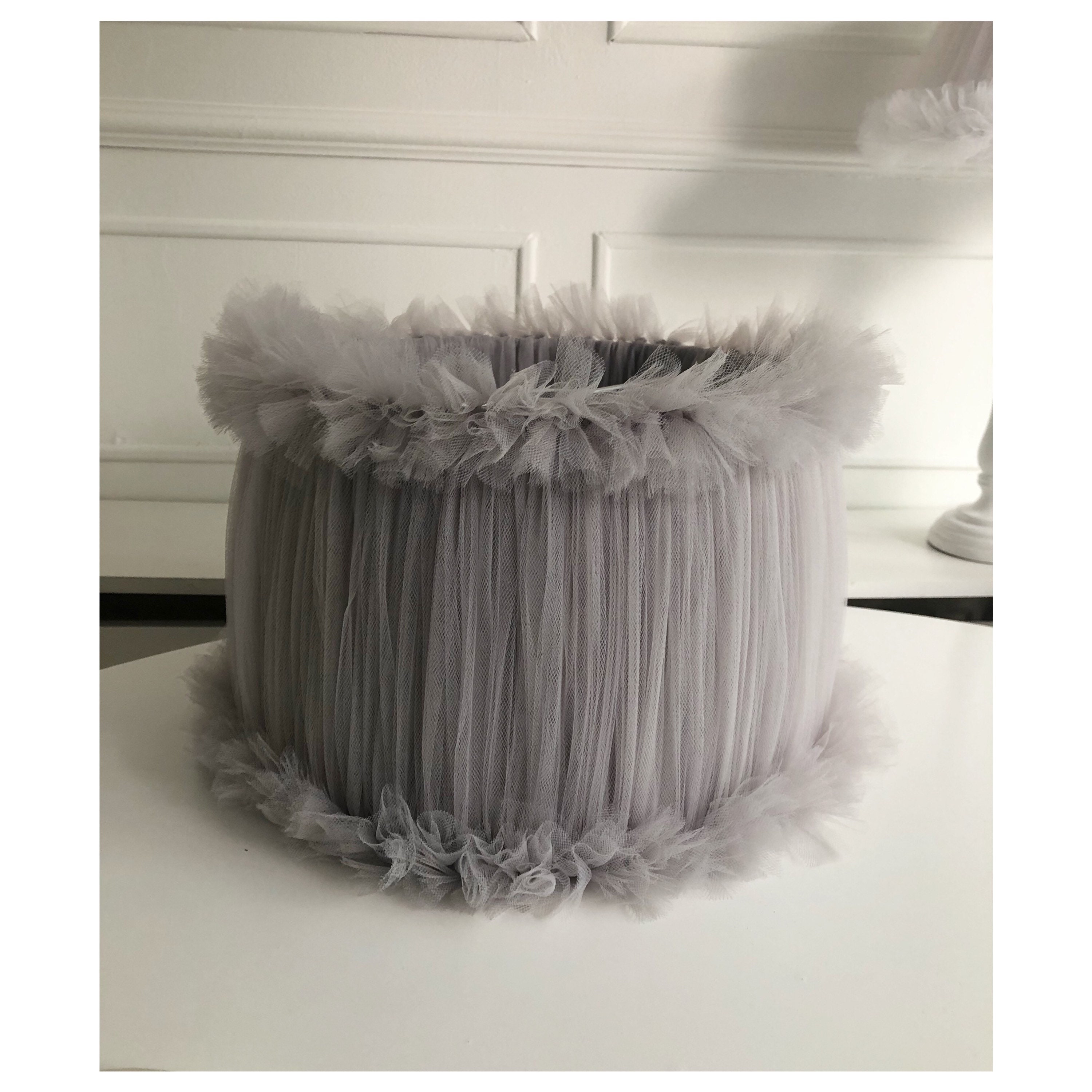 Grey tutu tulle french lampshade ruffle ceiling light or table - Etsy.de
