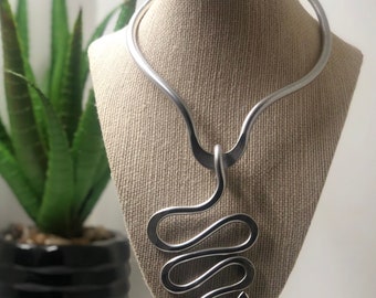 Silver Abstract Neckpiece Aluminum Necklace Bold Statement - Etsy