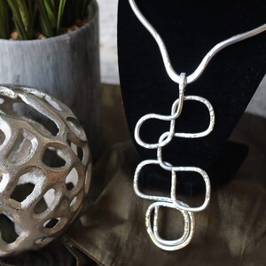 Silver Abstract Pendant and Neckpiece Aluminum Oversized | Etsy