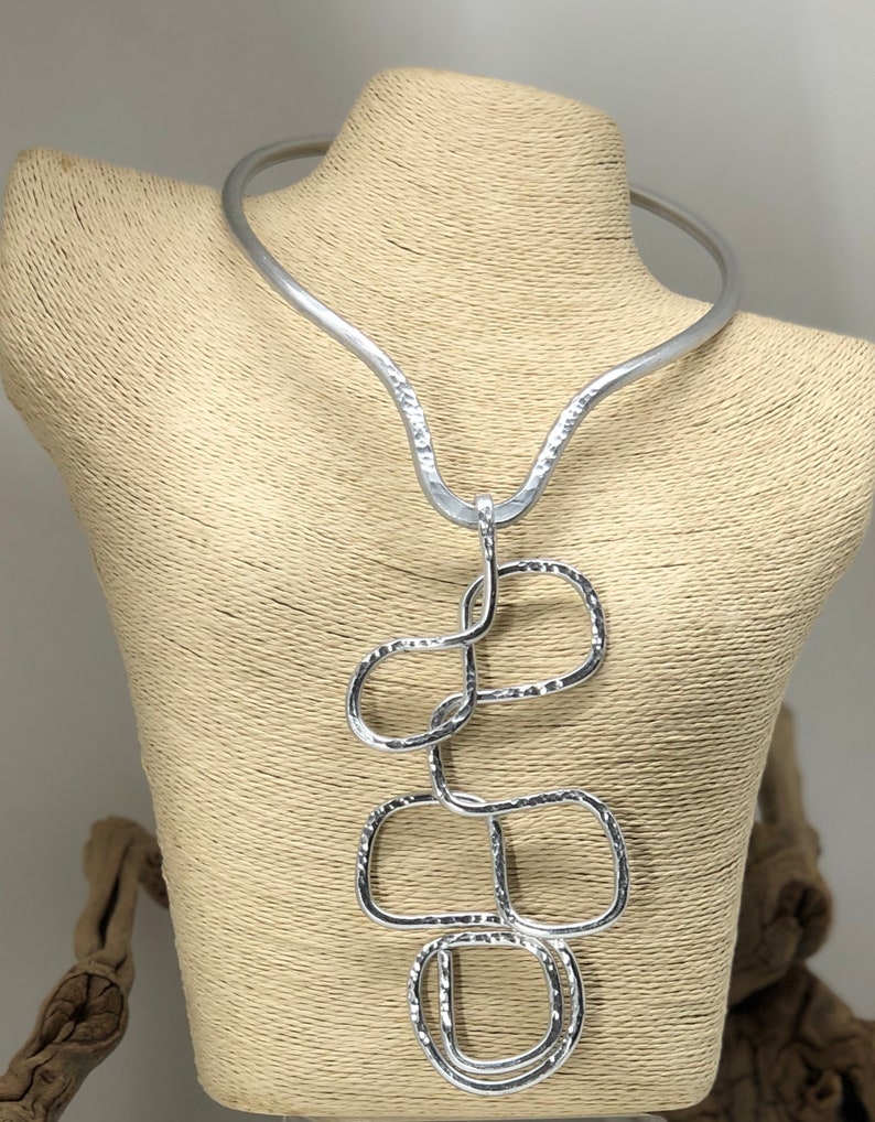 Silver Abstract Pendant and Neckpiece Aluminum Oversized - Etsy