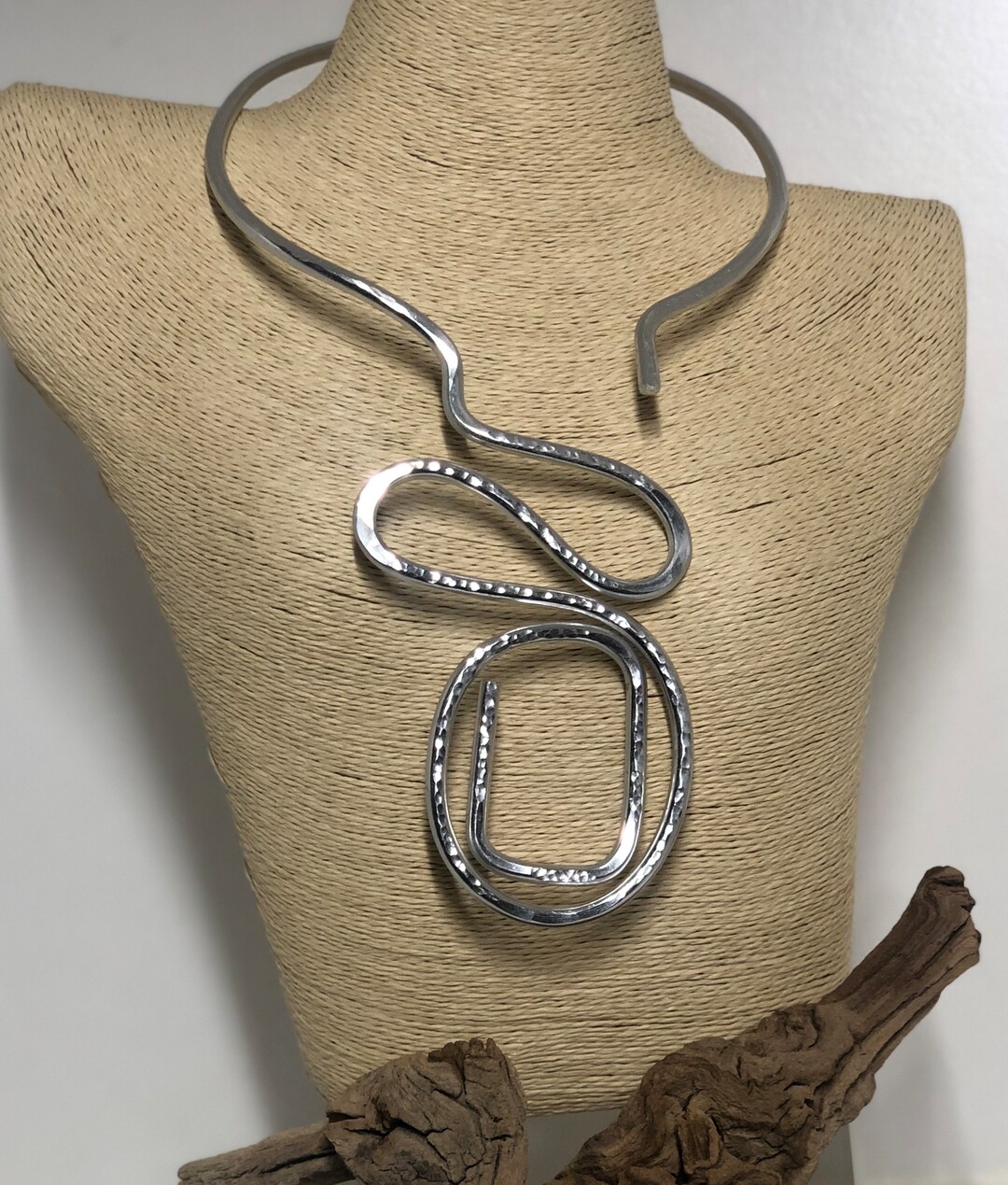 Silver Abstract Neckpiece Aluminum Necklace Bold Statement Jewelry ...