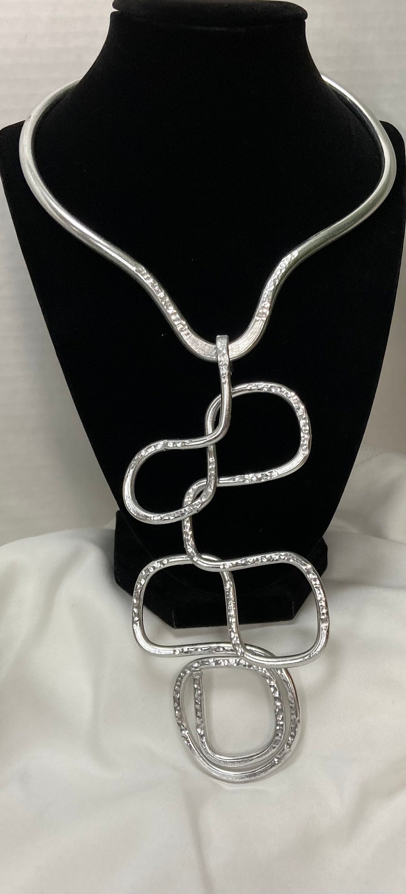 Silver Abstract Pendant and Neckpiece Aluminum Oversized | Etsy