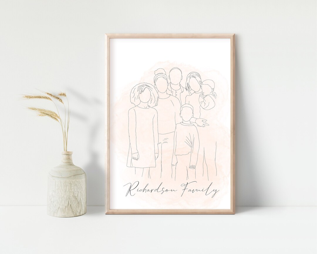 CUSTOM LINE PORTRAIT, Personalize Family Portrait, Custom Line Drawing ...