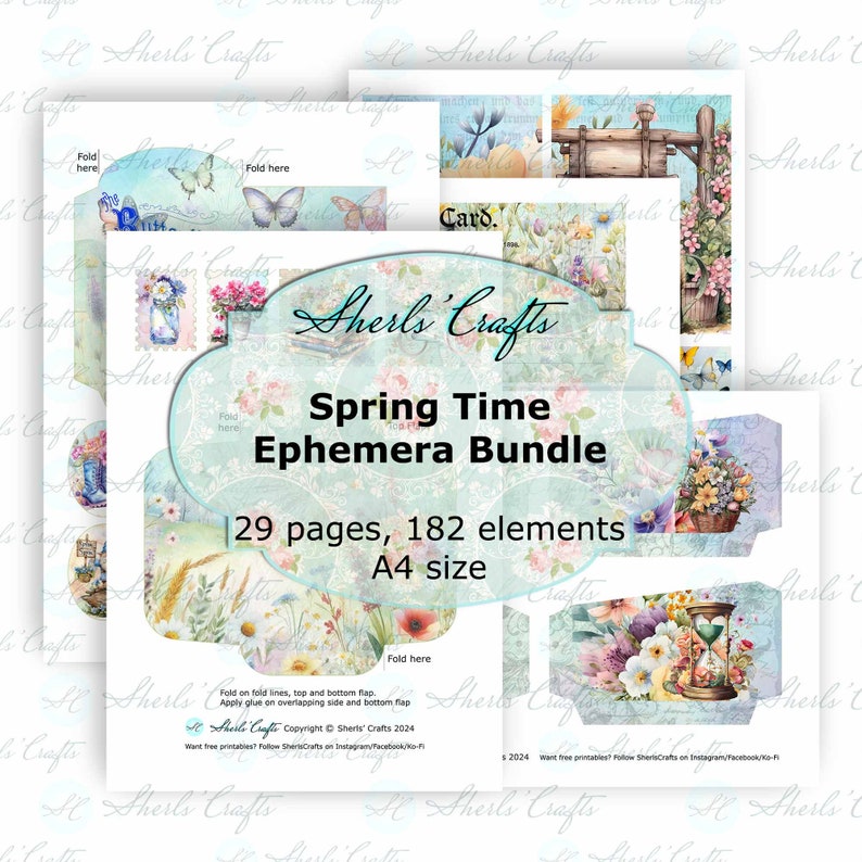 Springtime Ephemera Bundle - A4 Size | Digital Download | Scrapbooking ...