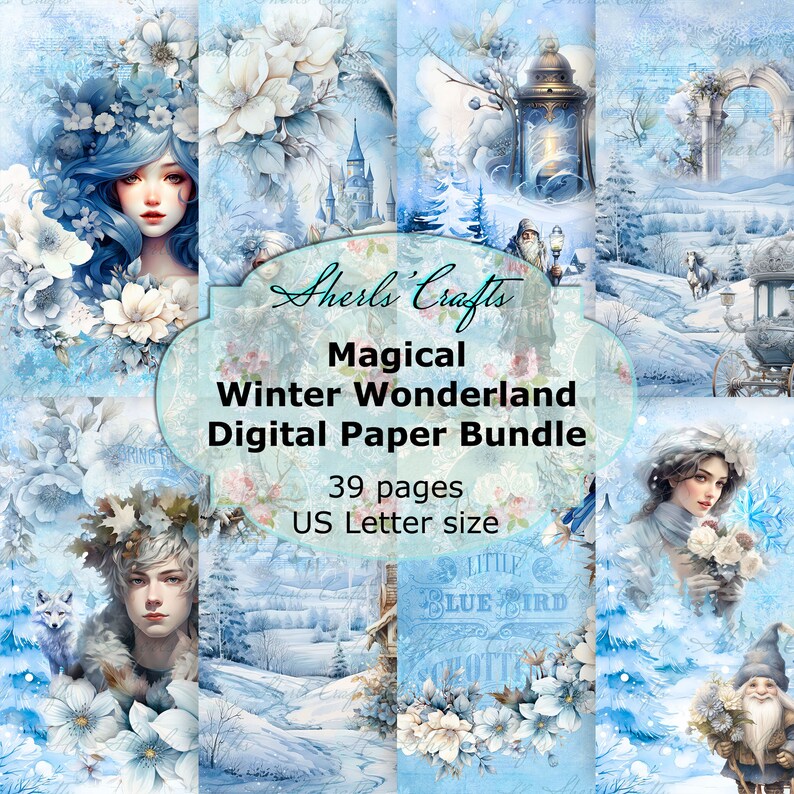 Magical Winter Wonderland Digital Paper Bundle - US Letter Size ...
