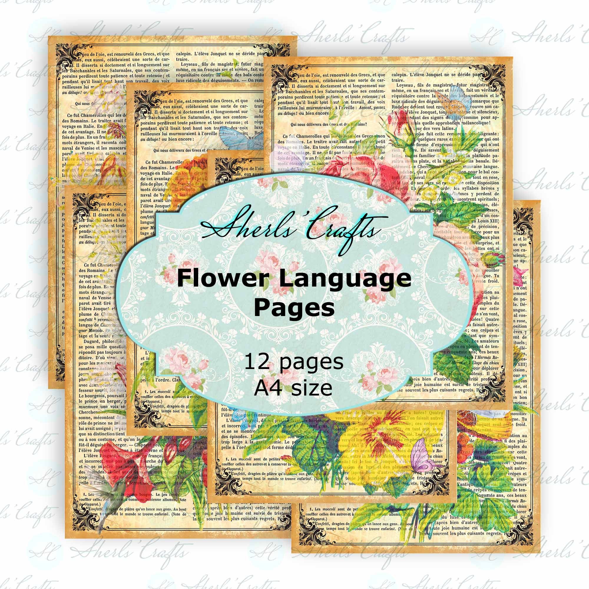 Flower Language Pages - A4 Size | Digital Download | Scrapbooking ...