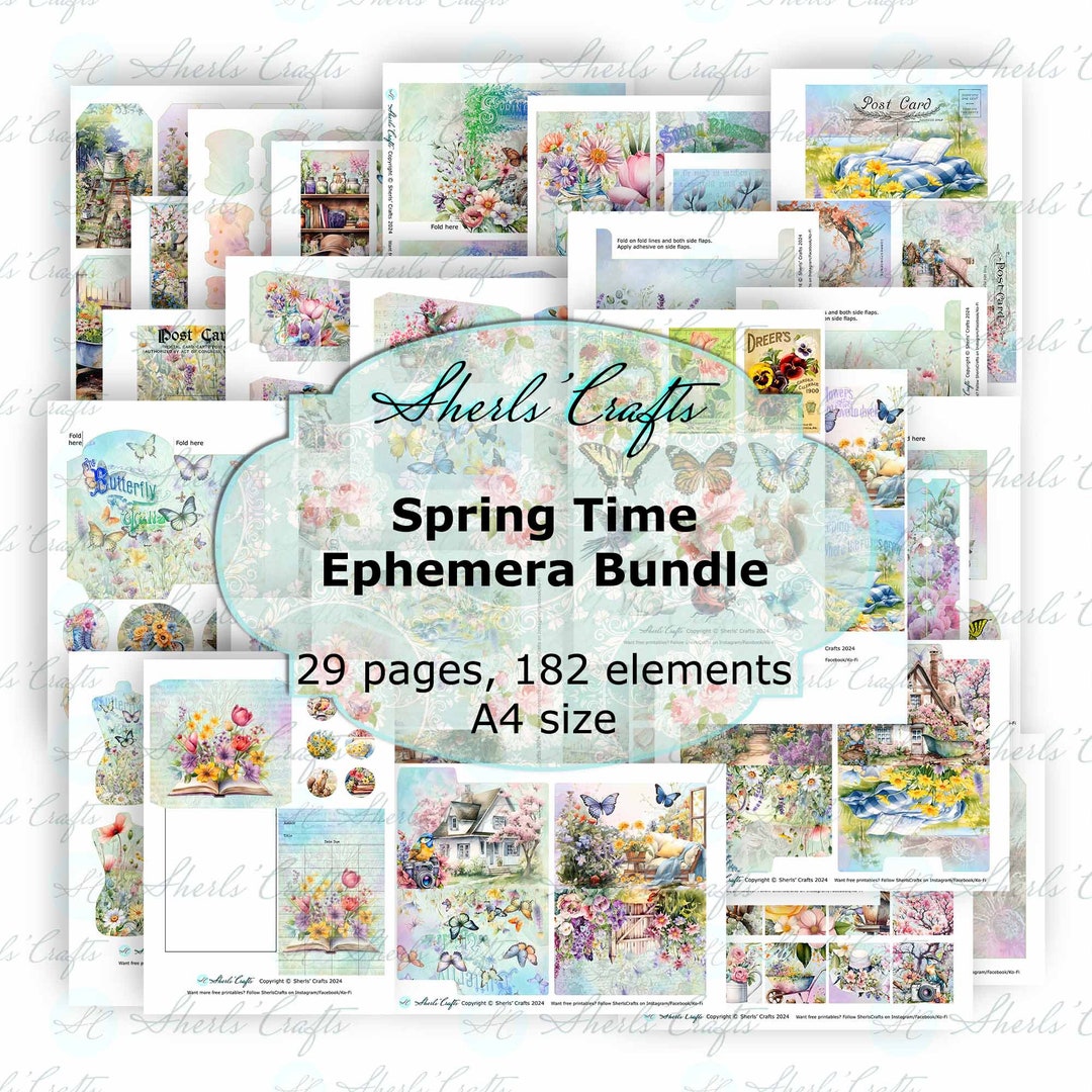 Springtime Ephemera Bundle - A4 Size | Digital Download | Scrapbooking ...