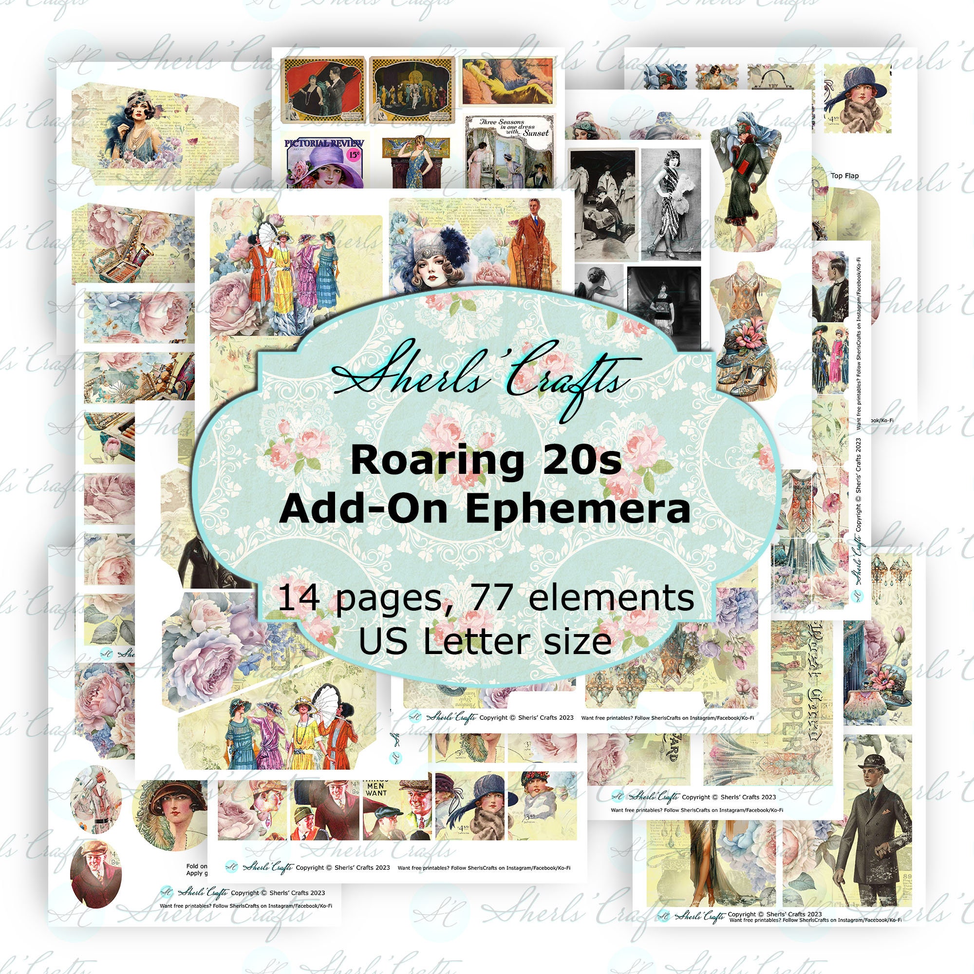 Roaring 20s Add-on Ephemera - US Letter Size | Flapper | Digital ...