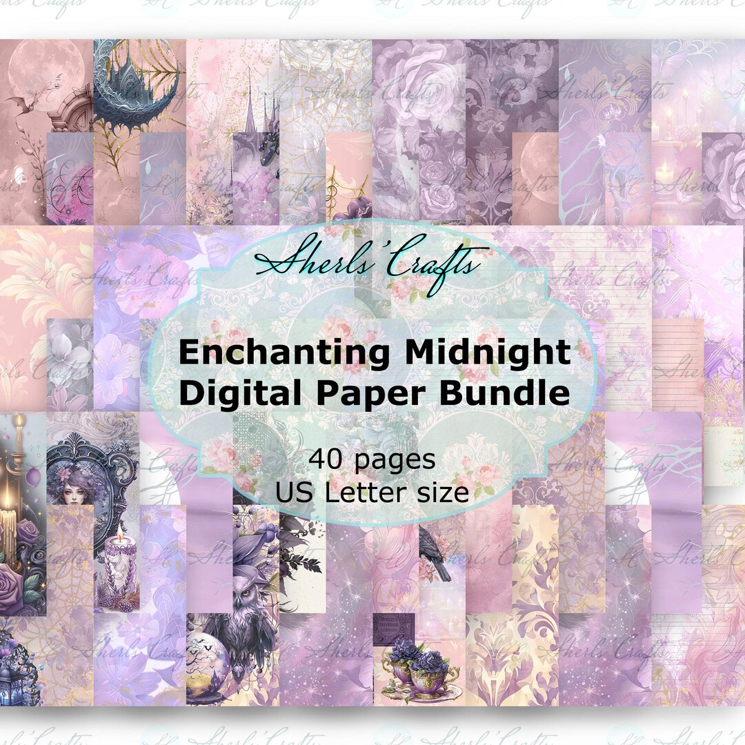 Enchanting Midnight Digital Paper Bundle - US Letter Size | Digital ...
