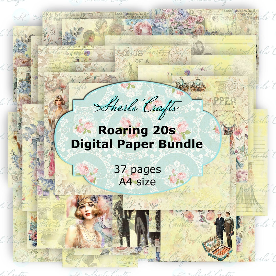 Roaring 20s Digital Paper Bundle - A4 Size | Flapper | Digital Download ...