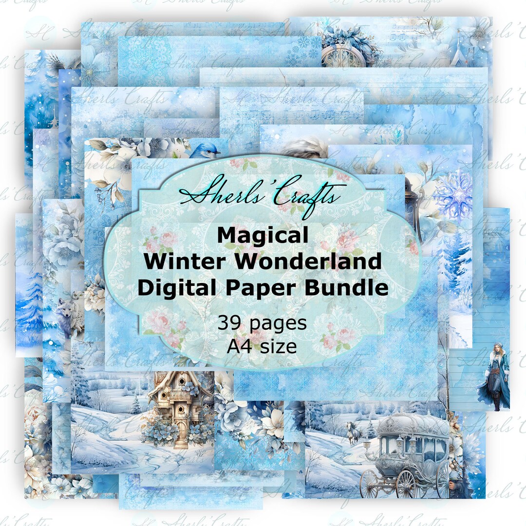 Magical Winter Wonderland Digital Paper Bundle A4 Size Digital Download ...