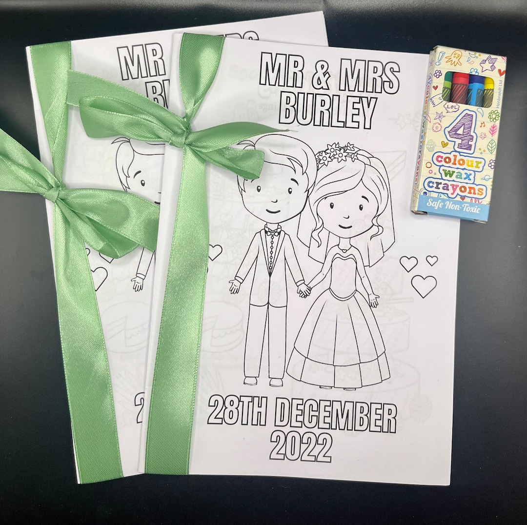Personalised Wedding Activity Book With a Pack of Crayons | Wedding ...