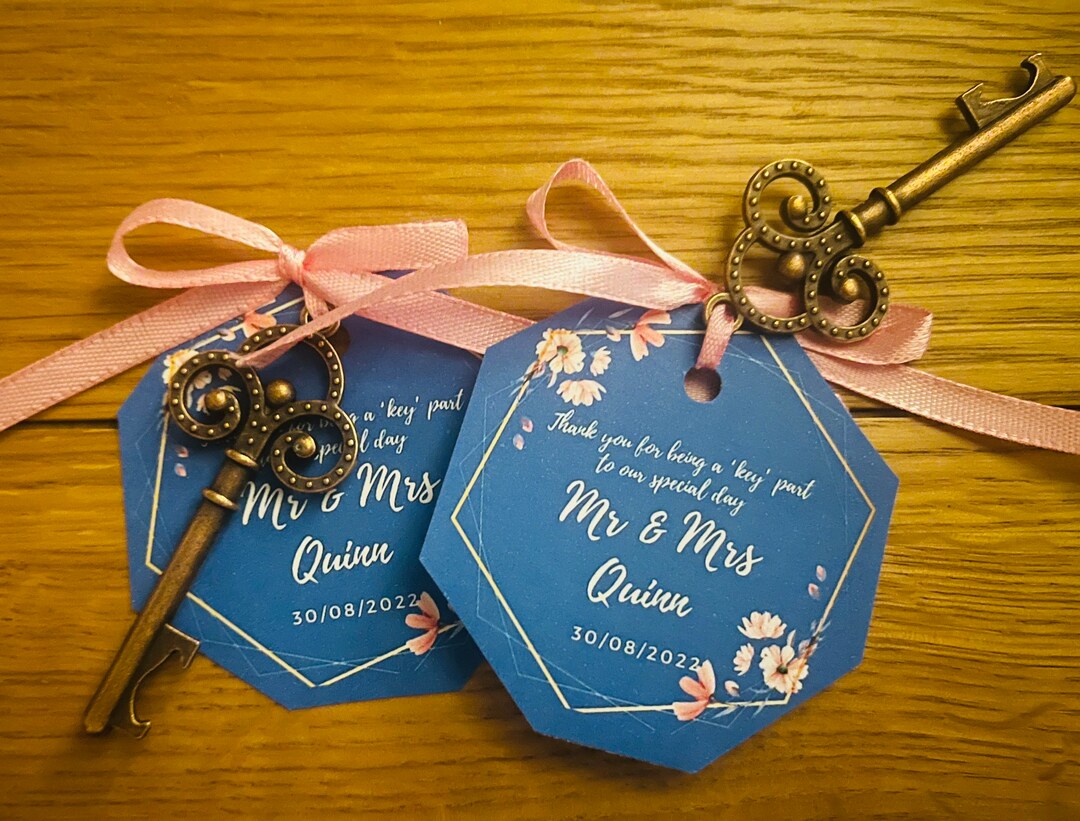 Key Bottle Opener With Personalised Label |wedding Favour ...