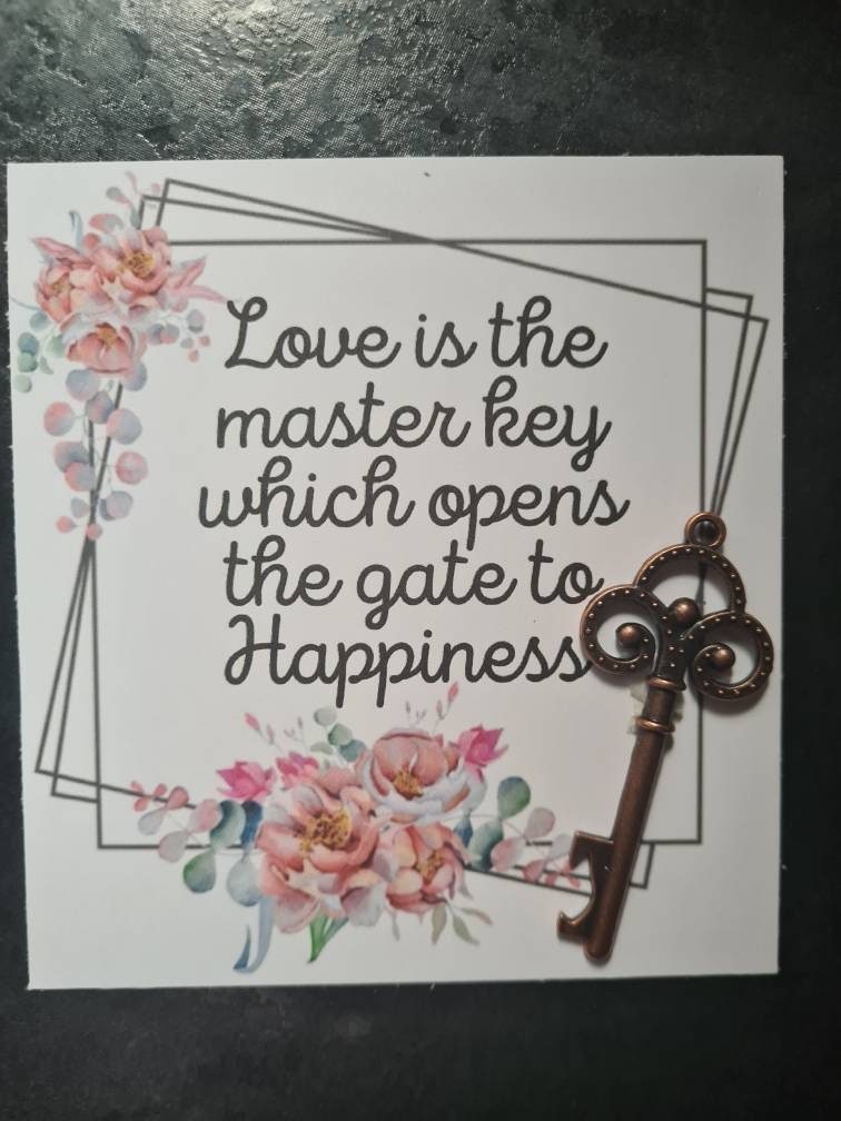 Love is the key to happiness card with bottle opener copper | Etsy