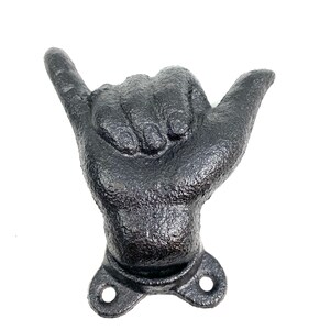 Cast Iron Shaka Hand Hook, Shaka Hook, Coat Hook, Hang Loose Hand Hook ...