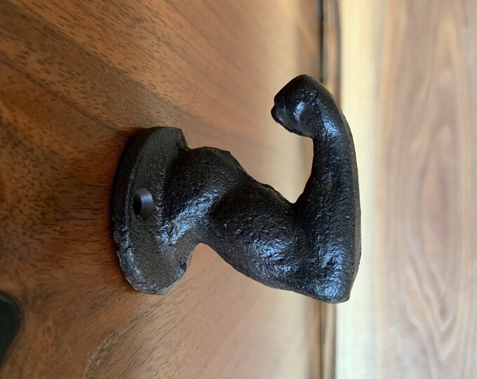 Cast Iron Small Muscle Arm Hook Strong Arm Hook Coat Hook - Etsy