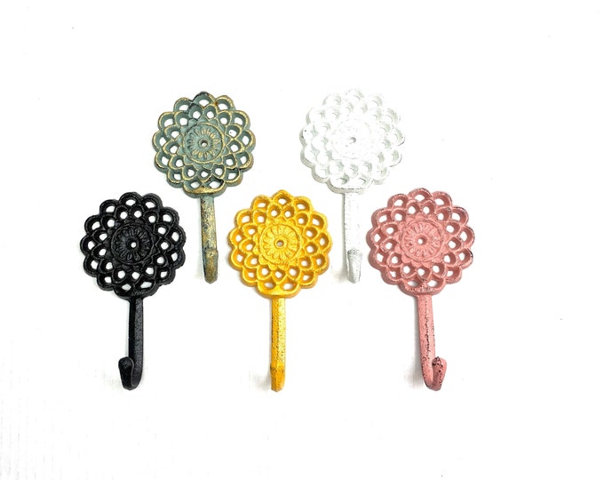 Cast Iron Flower Hook, Hook, Coat Hook, Wall Hook, Coat Hanger, Towel ...