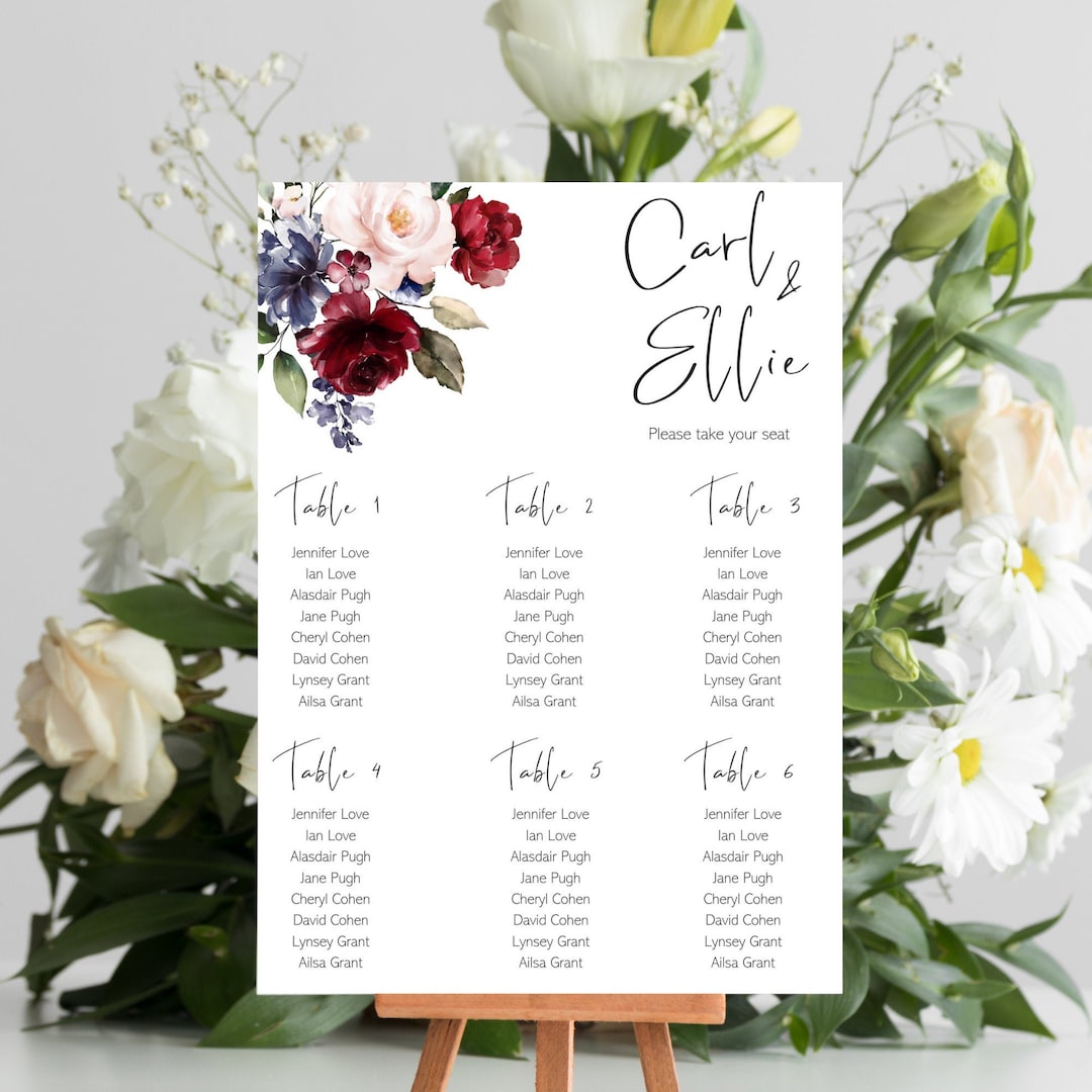 Bespoke Table Plan, Wedding Table Plan, Various Designs Available ...