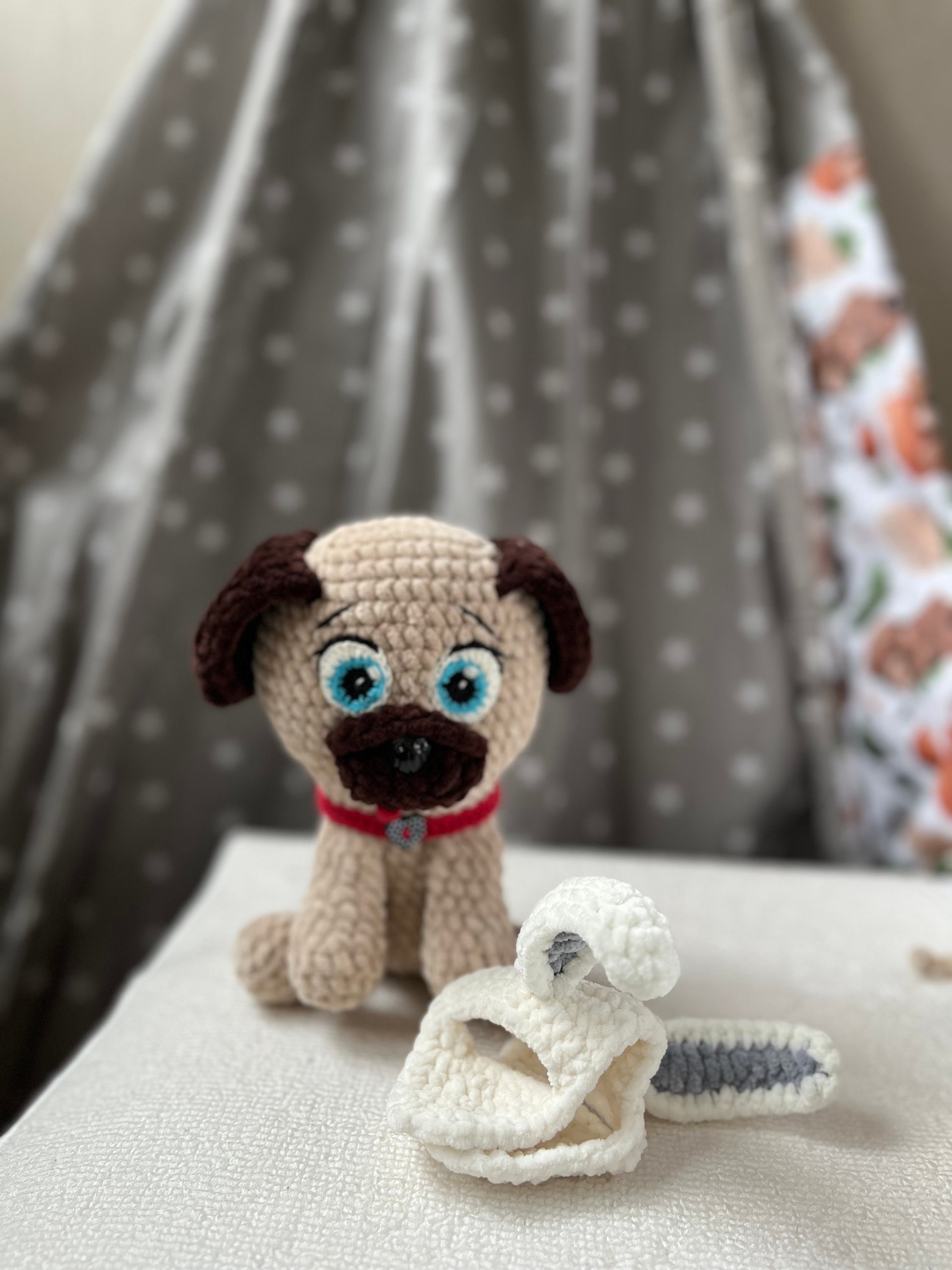 Pug Gift, Plush Pug, Pug Toy, Bunny Ears Pug, Amigurumi Dog, Pug Puppy ...