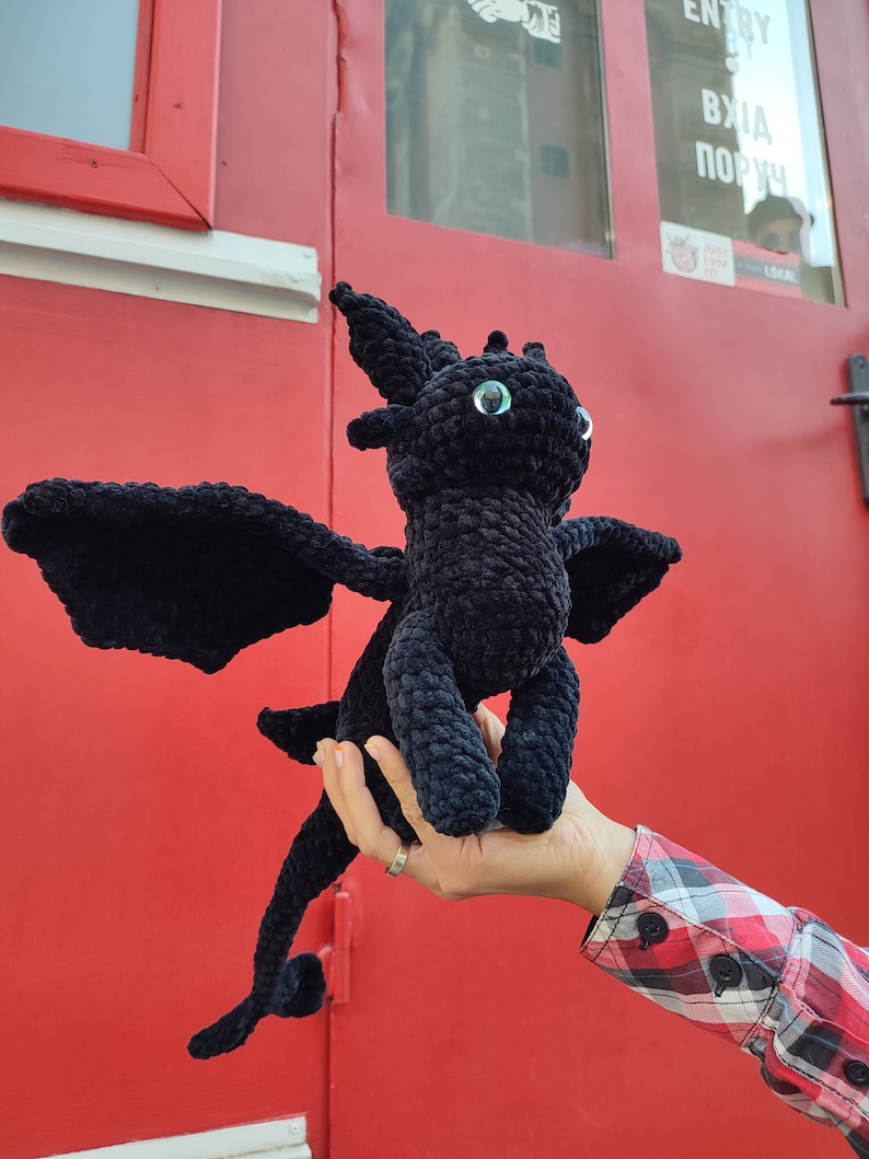 Crochet Pattern Plush Black Dragon, Amigurumi Night Dragon Crochet ...