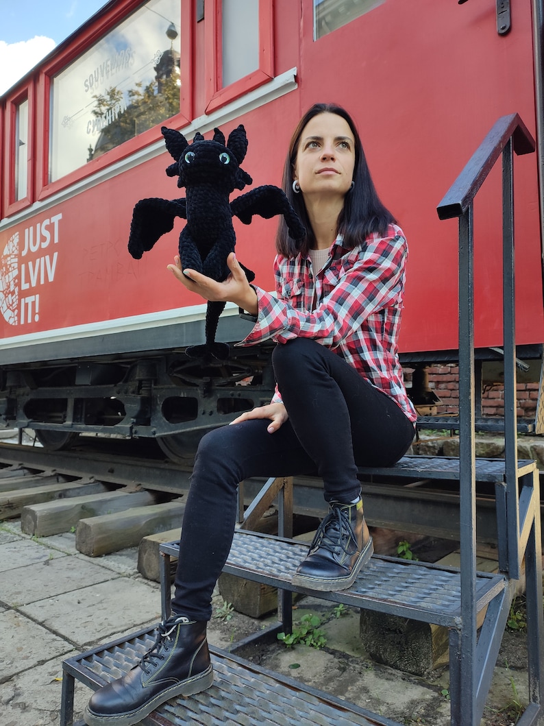 Crochet Pattern Plush Black Dragon, Amigurumi Night Dragon Crochet ...