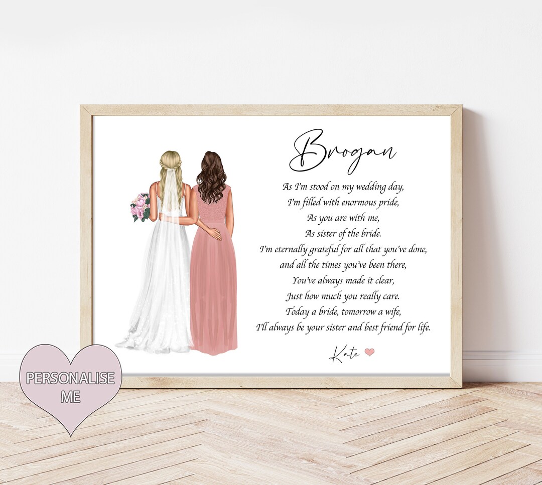 Sister of the Bride Gift Sister of Bride Poem Sister Wedding Poem ...