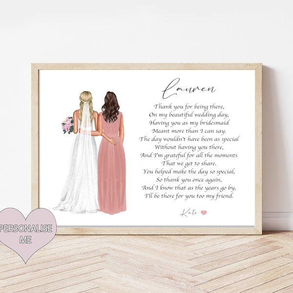 Bridesmaid Poem - Etsy UK