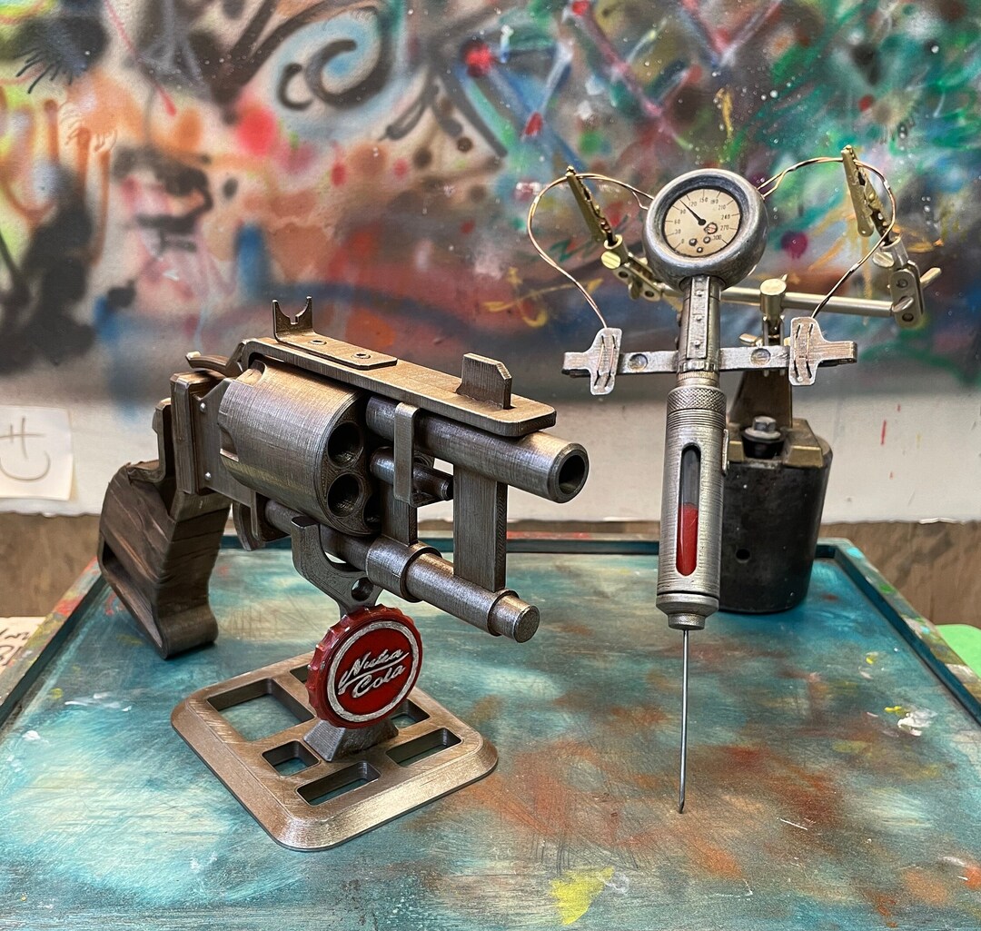 Fallout Inspired Wasteland Survival Kit Pipe Pistol W/ Stand and ...