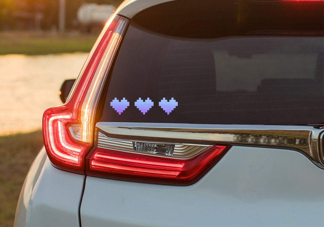 Pixel Heart Decal, Video Game Decal, Three Hearts Decal, Three Lives ...
