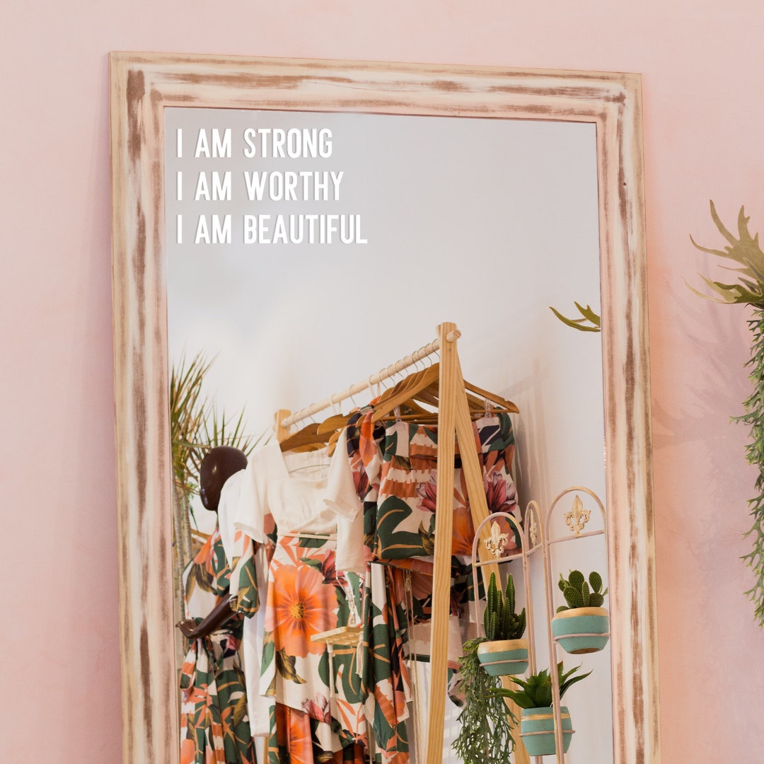 Self Affirmation Mirror Decal, I Am Worthy Decal, I Am Beautiful Decal ...